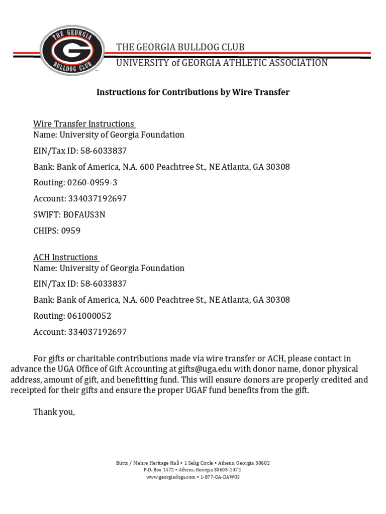 Wire Transfer Instructions | PDF