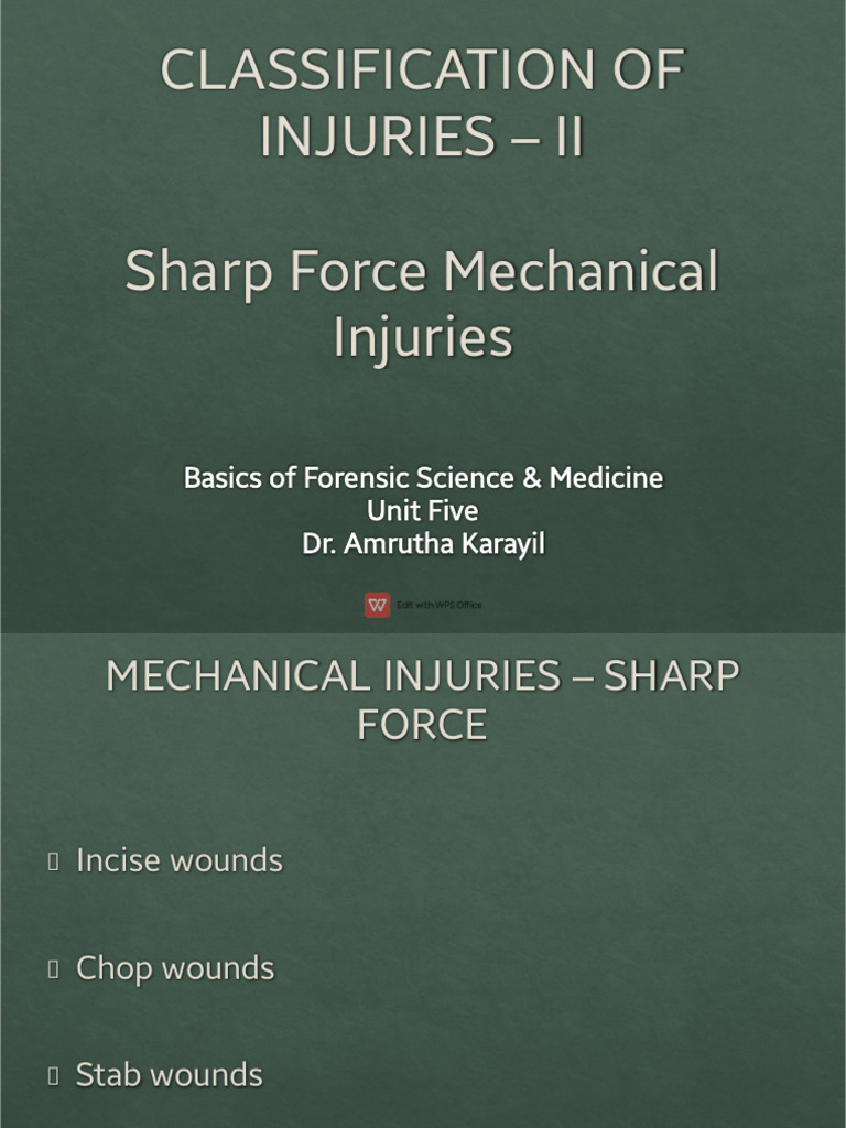 BFS_M Unit 5 - Mechanical Injuries II - Stud.copy | PDF | Blade | Wound