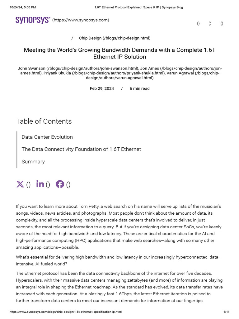 1.6T Ethernet Protocol Explained - Specs & IP - Synopsys Blog | PDF | Electronics | Computer ...