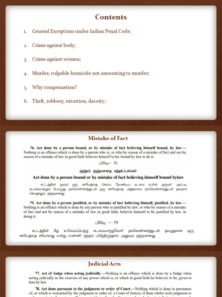 General Exceptions - Crime Against Body - Murder - Why Compensation ...