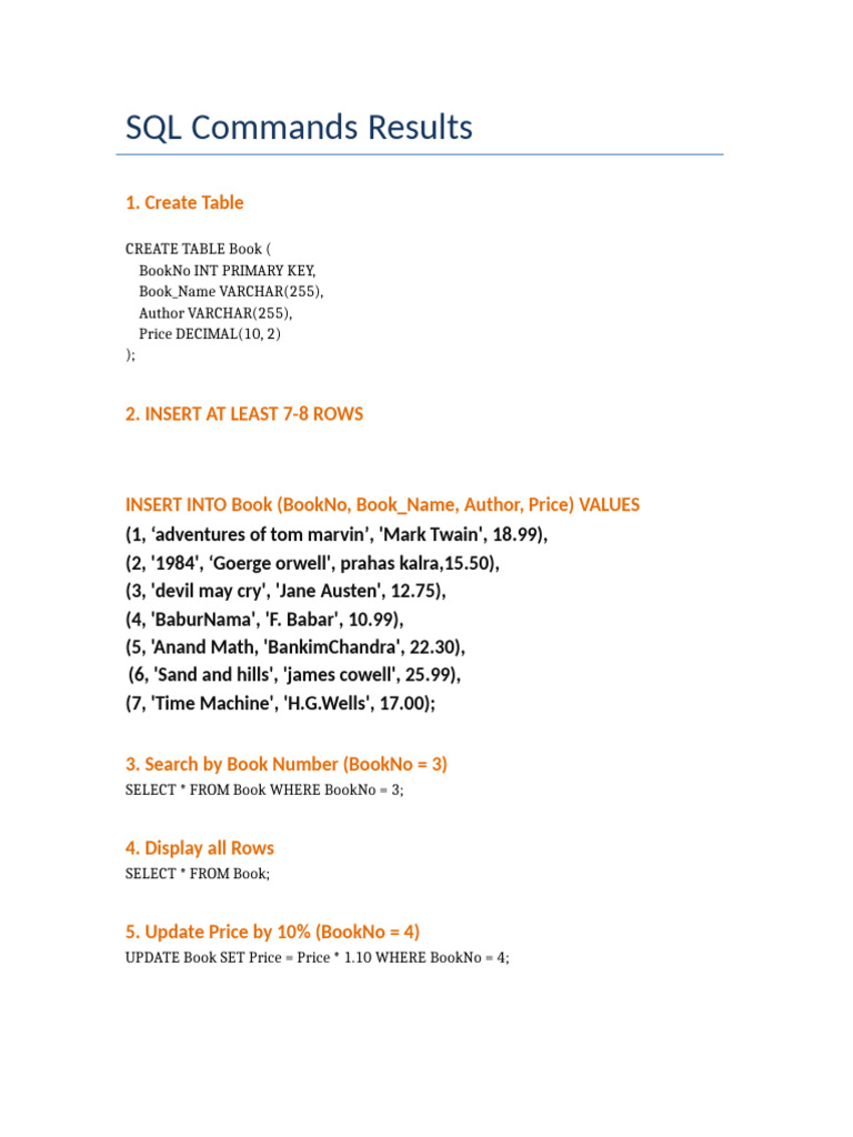 SQL Book Table Commands (1) (1) | PDF