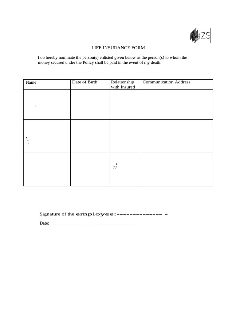 Life Insurance Form | PDF