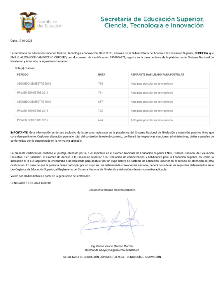 Notas Senecyt | PDF | Educación más alta