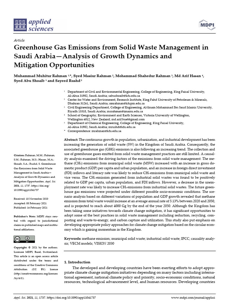 Greenhouse Gas Emissions From Solid Waste Management | PDF | Climate ...