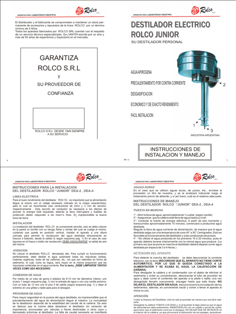 Instrucciones DEA 2 - DEA 4 | PDF | Destilación | Agua