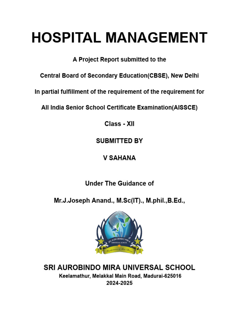 HOSPITAL MANAGEMENT | PDF | Software | Databases