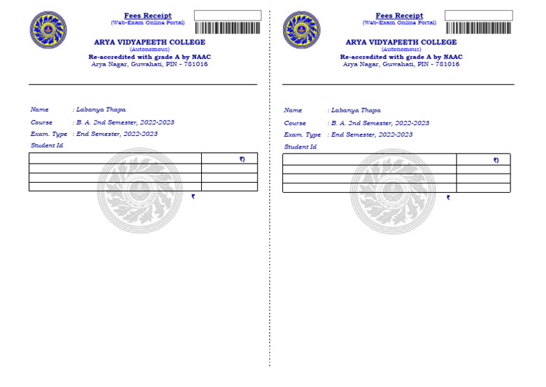 Receipt EXAM 13802 | PDF