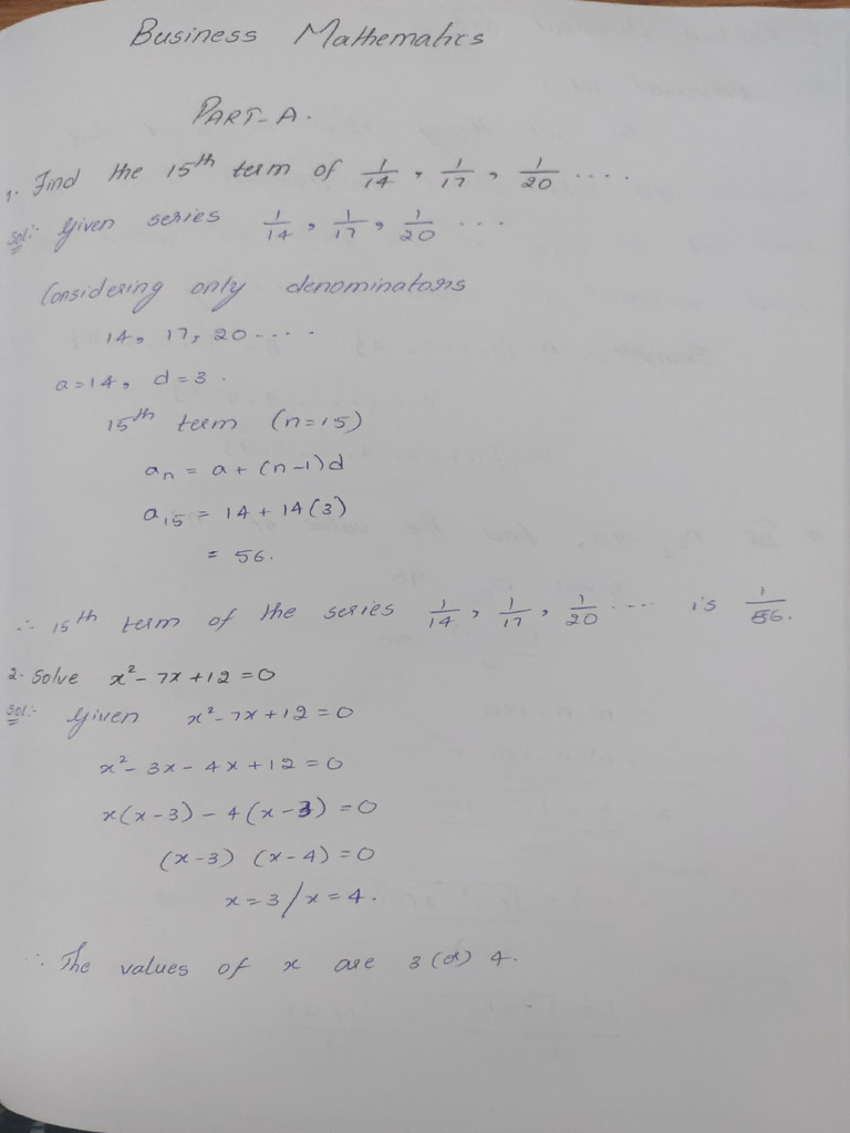 Business Mathematics Answer Key | PDF