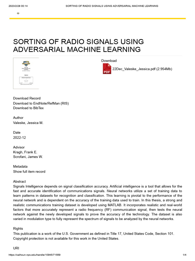 SORTING OF RADIO SIGNALS USING ADVERSARIAL MACHINE LEARNING | PDF ...