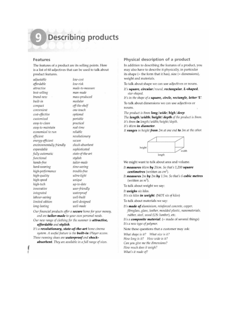 Unit 10 - Describe A Product | PDF