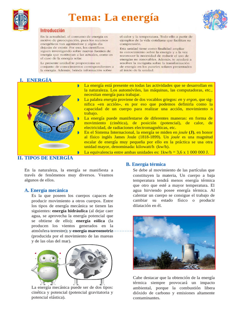 Ficha ENERGÍA | PDF | La energía nuclear | Calor