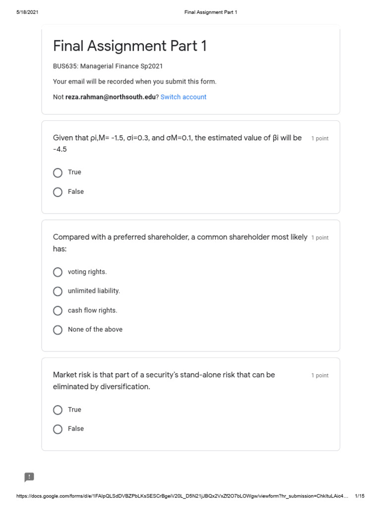 Final Assignment Part 1 | PDF | Internal Rate Of Return | Cost Of Capital