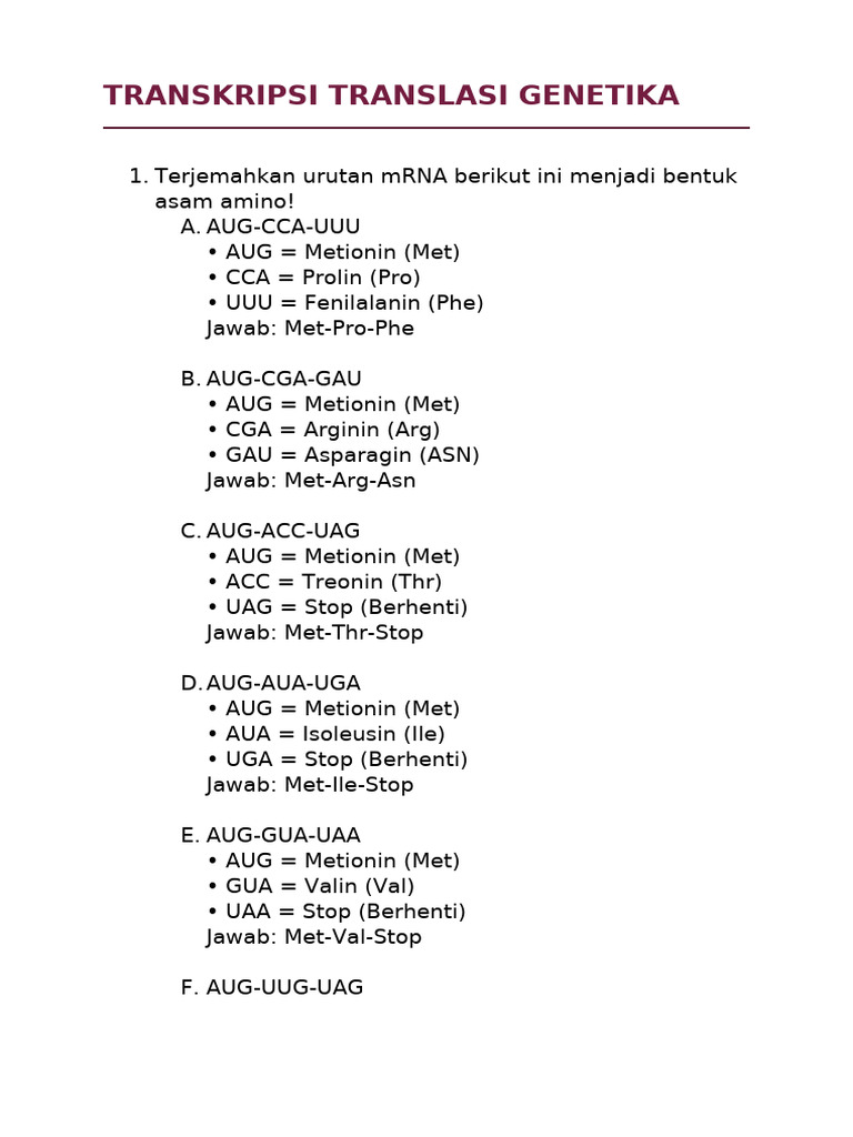 Transkripsi Translasi Genetika | PDF