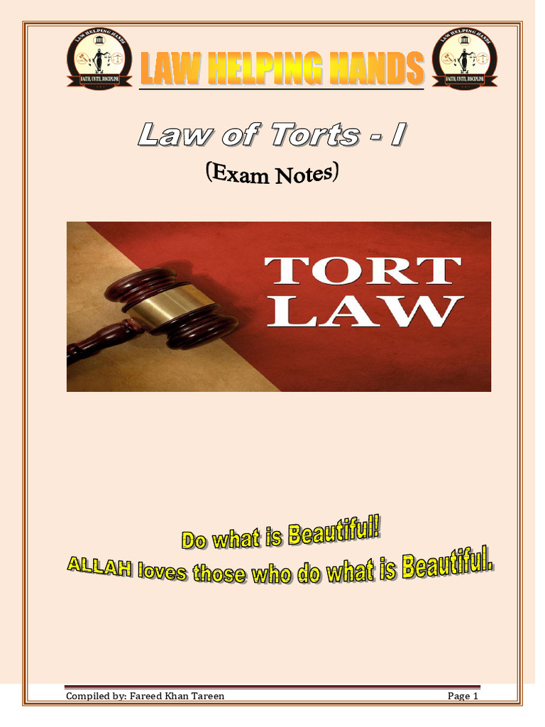 Law of Torts | PDF | Tort | Damages