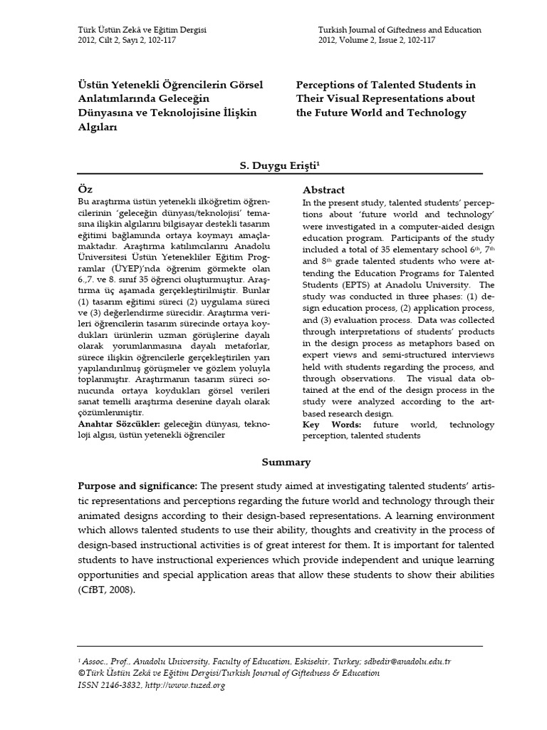 Perceptions of Talented Students in Their Visual Representations About ...