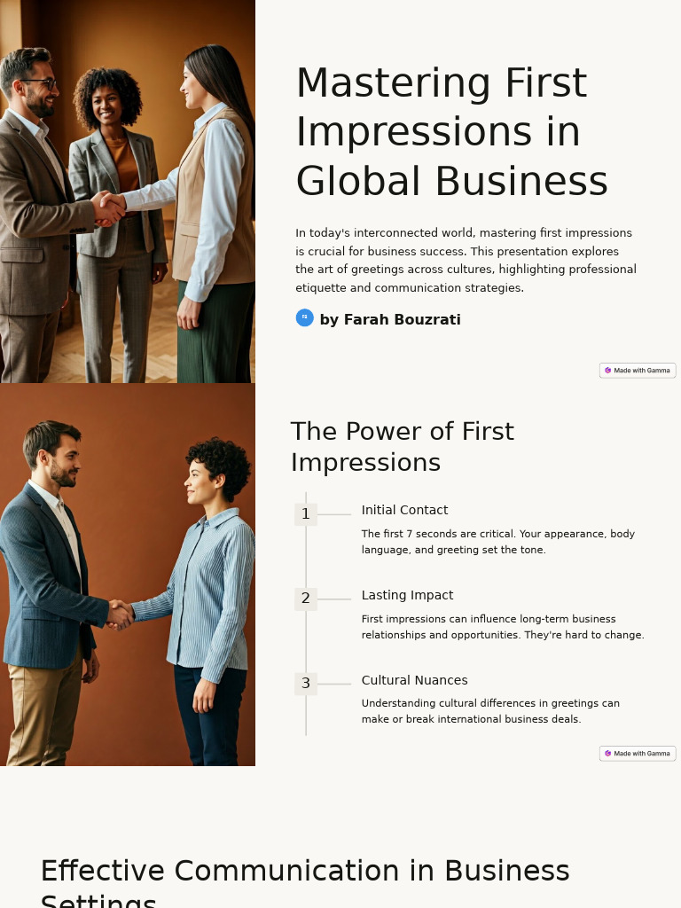 Mastering First Impressions in Global Business | PDF | Human ...