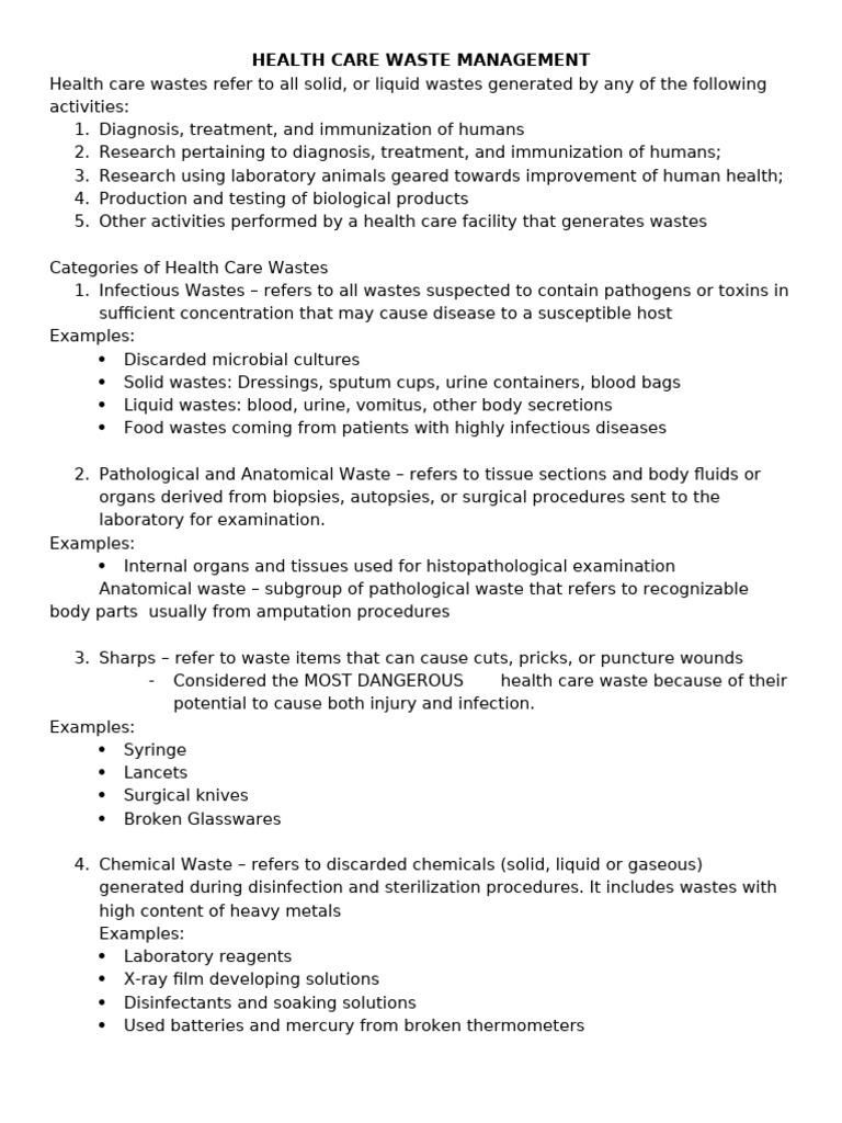 Health Care Waste Management | PDF | Waste | Waste Management