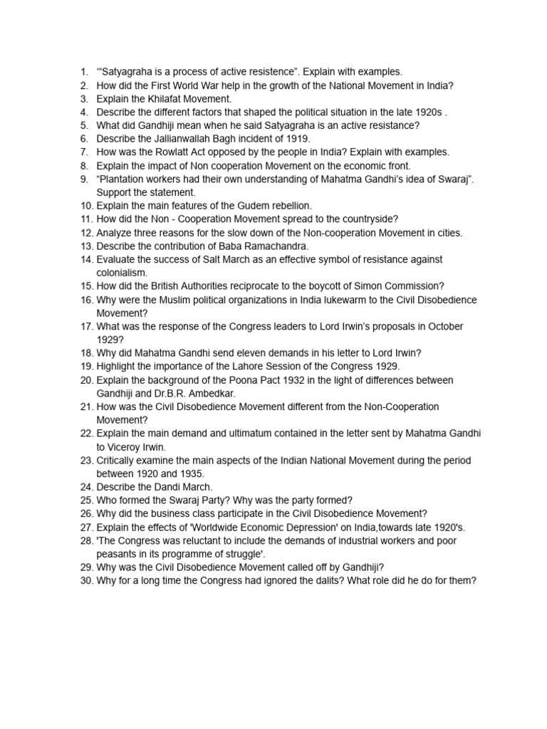 Nationalism in India, Extra Questions | PDF