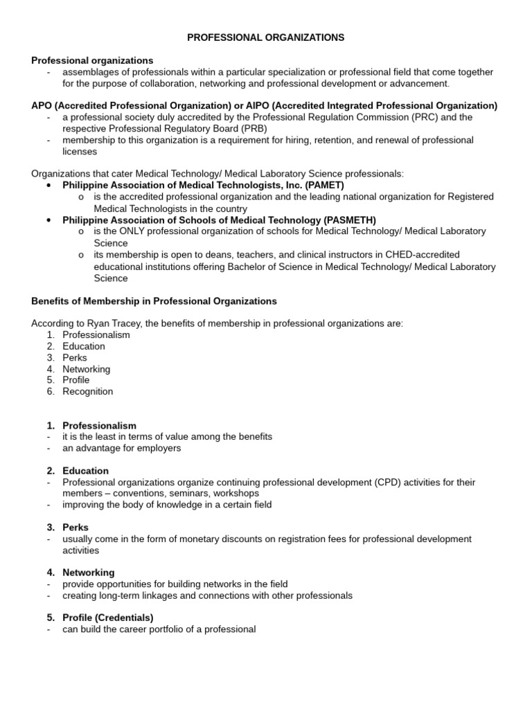 Professional Organizations | PDF | Health Care