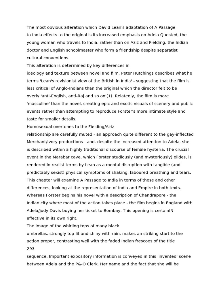 David Lean's A Passage to India Analysis | PDF
