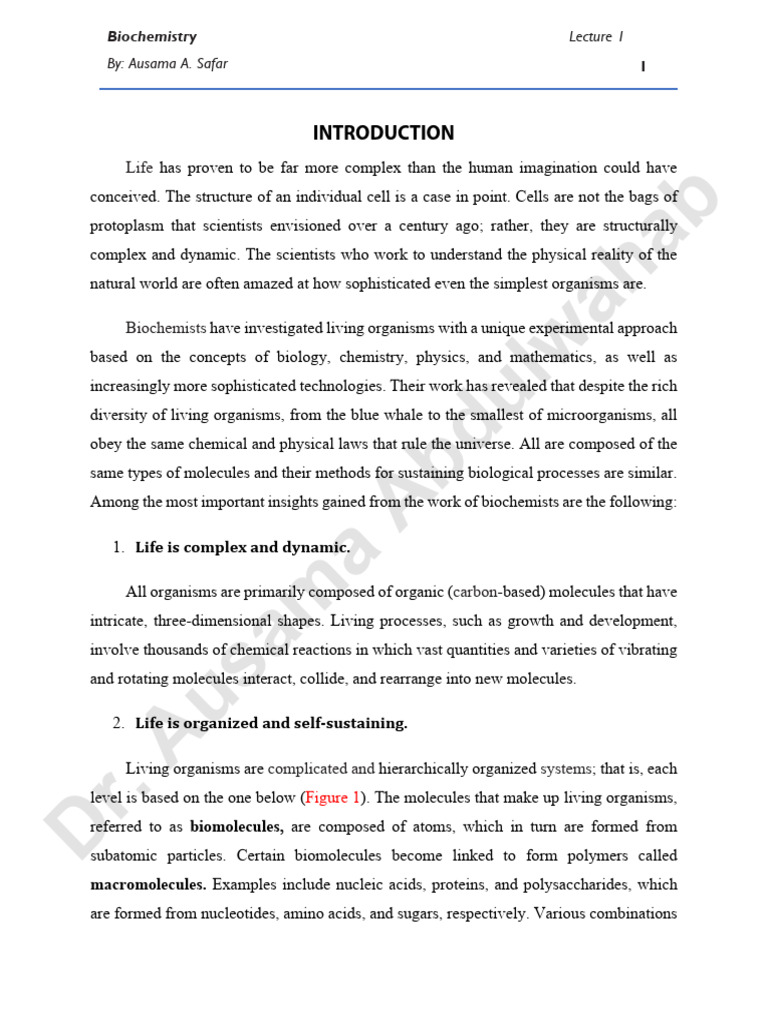 Lecture 1 Introduction Pdf Proteins Cell Biology
