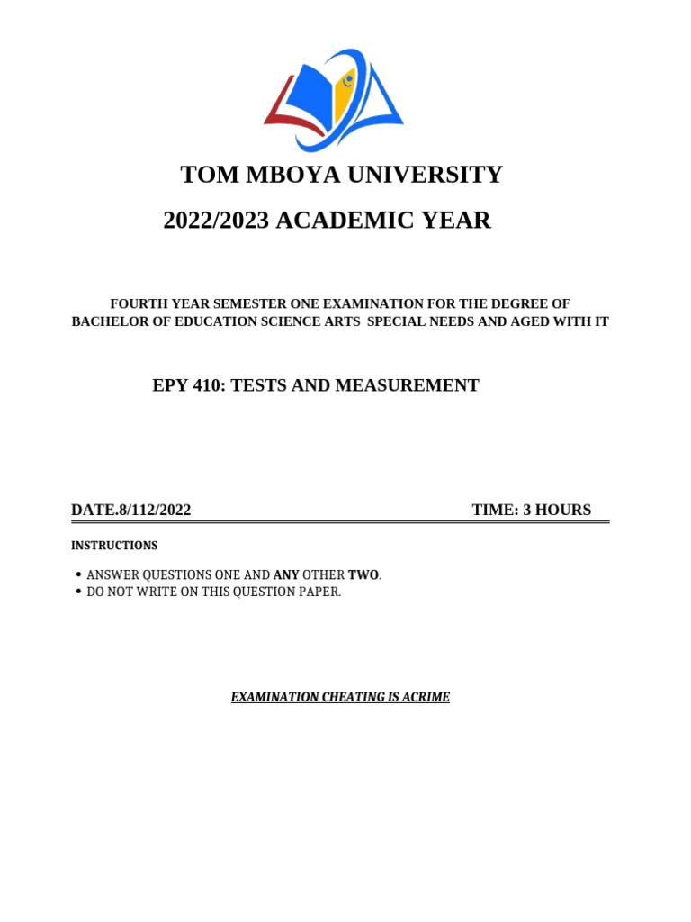 EPY 410 2022-23 EXAM TMU | PDF
