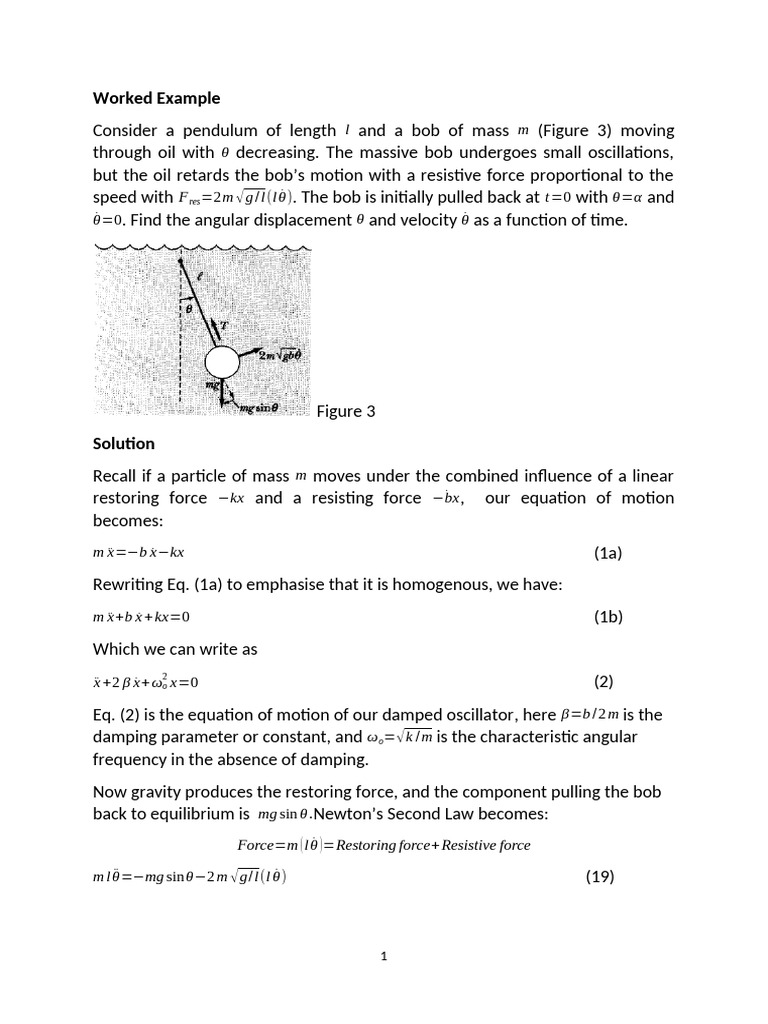 Damped Pendulum Motion Analysis | PDF | Oscillation | Force