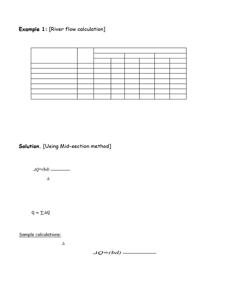 Exmple - River Flow Calculation | PDF | Discharge (Hydrology) | Earth ...