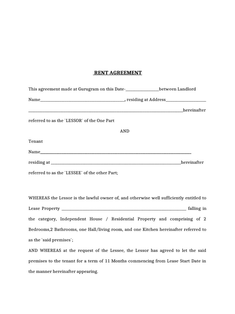 Residential Rental Agreement Template | PDF | Lease | Private Law