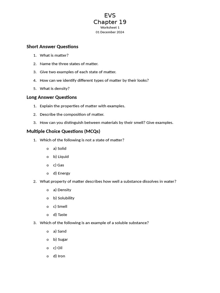 Worksheet 1 (EVS Chapter 19) | PDF