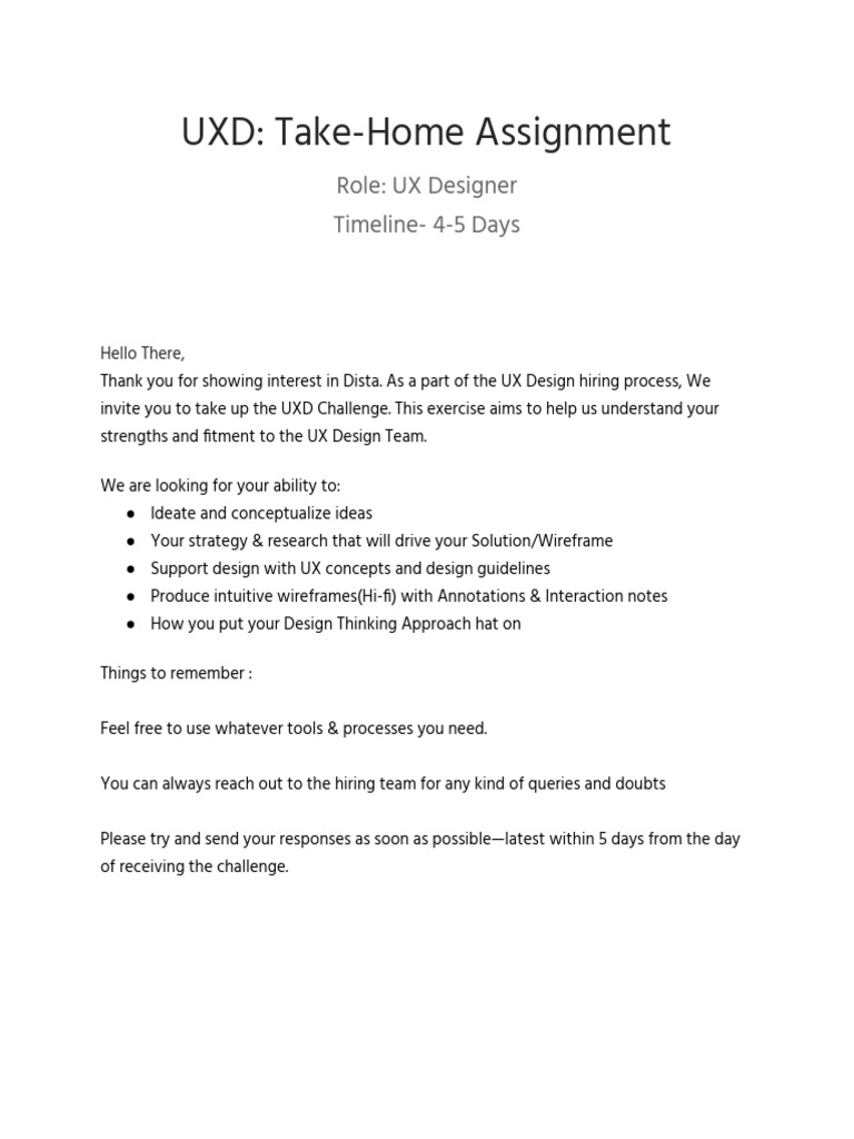 Dista UXD - Take-Home Assignment | PDF | Human Communication | Cyberspace
