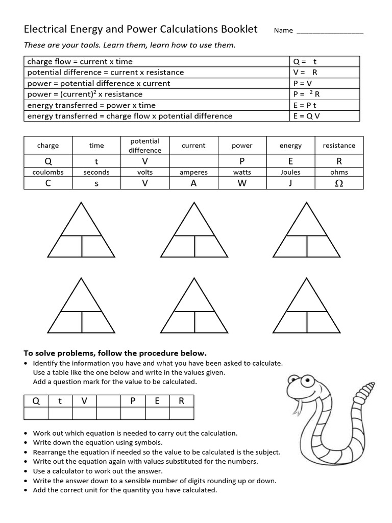 MYP 4 - Electrical Energy and Power Calculations | PDF | Electricity ...