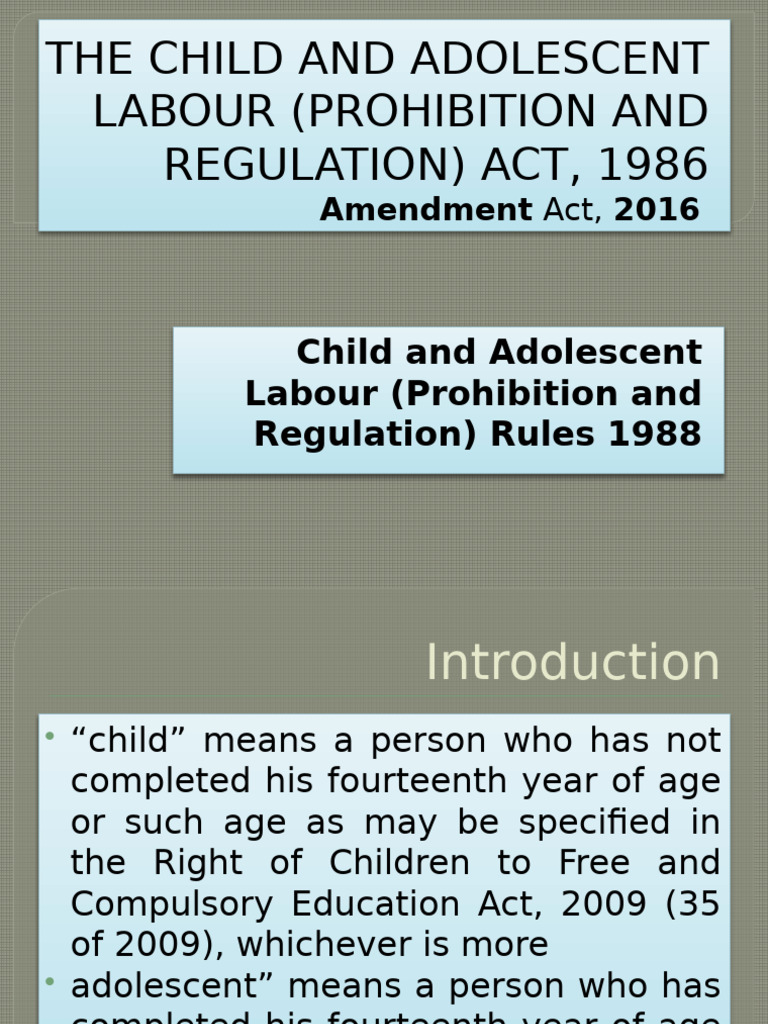The Child and Adolescent Labour (Prohibition And | PDF | Fine (Penalty ...