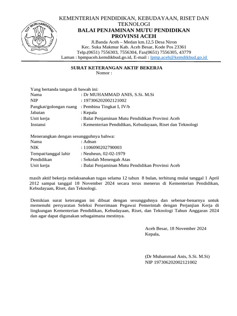 Aktif Bekerja (Adnan) | PDF