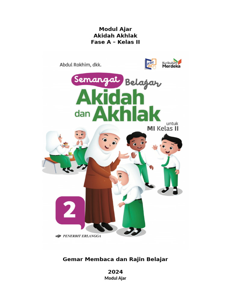 Modul Ajar Semangat Belajar Akidah dan Akhlak MI Kelas 2 - Bab 6 | PDF