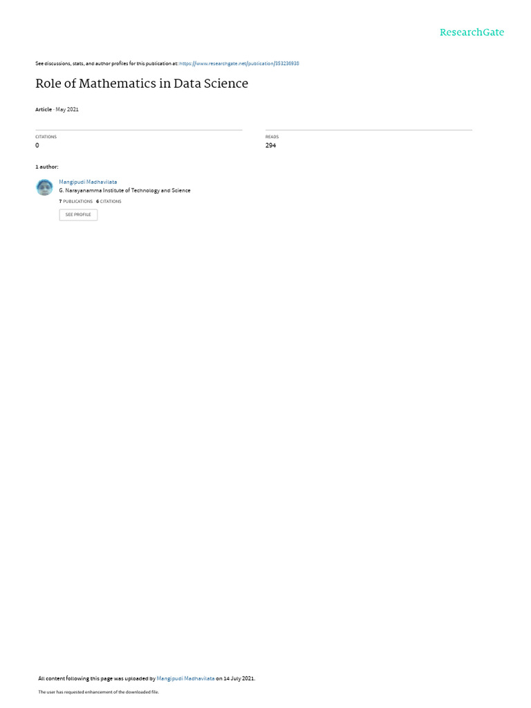 Maths in Data Science | PDF | Matrix (Mathematics) | Data Science
