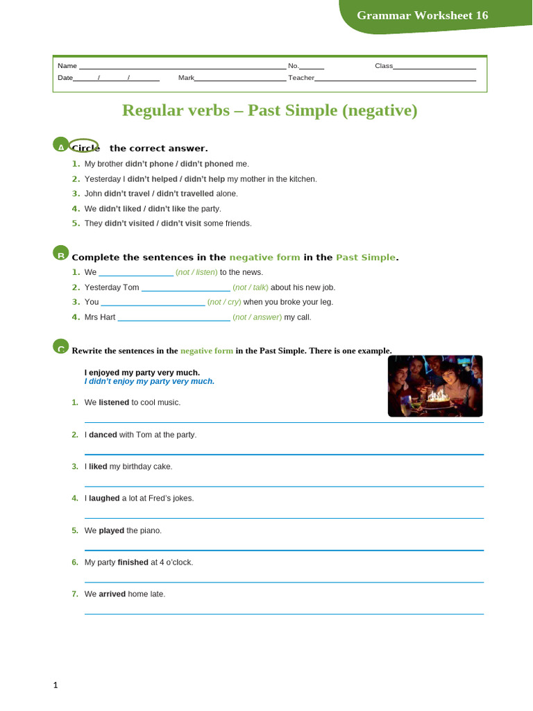PAST SIMPLE NEGATIVE | PDF