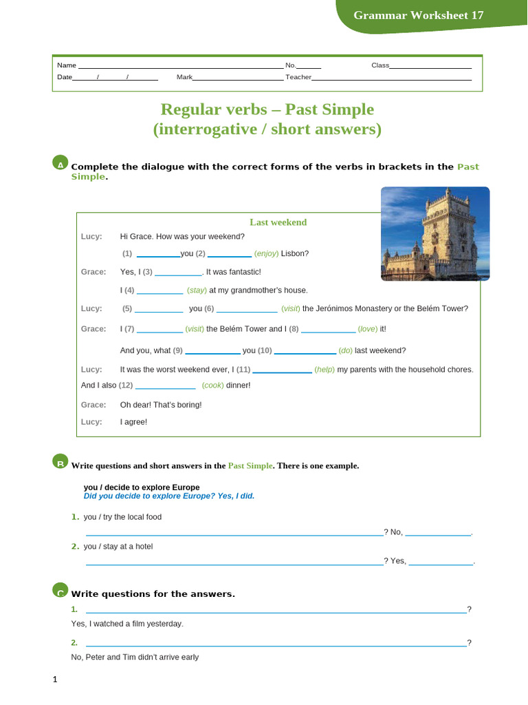 PAST SIMPLE INTERROGATIVE | PDF | Languages | Foreign Language Studies