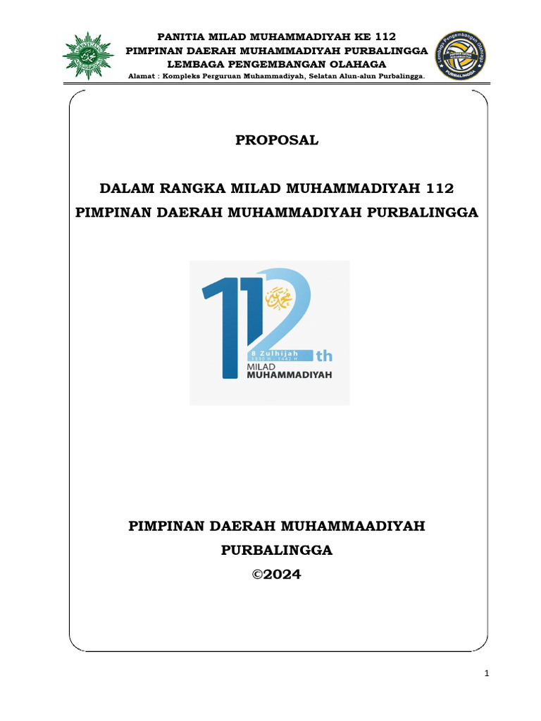 Proposal Mini Soccer Milad Muhammadiyah Ke-112 | PDF