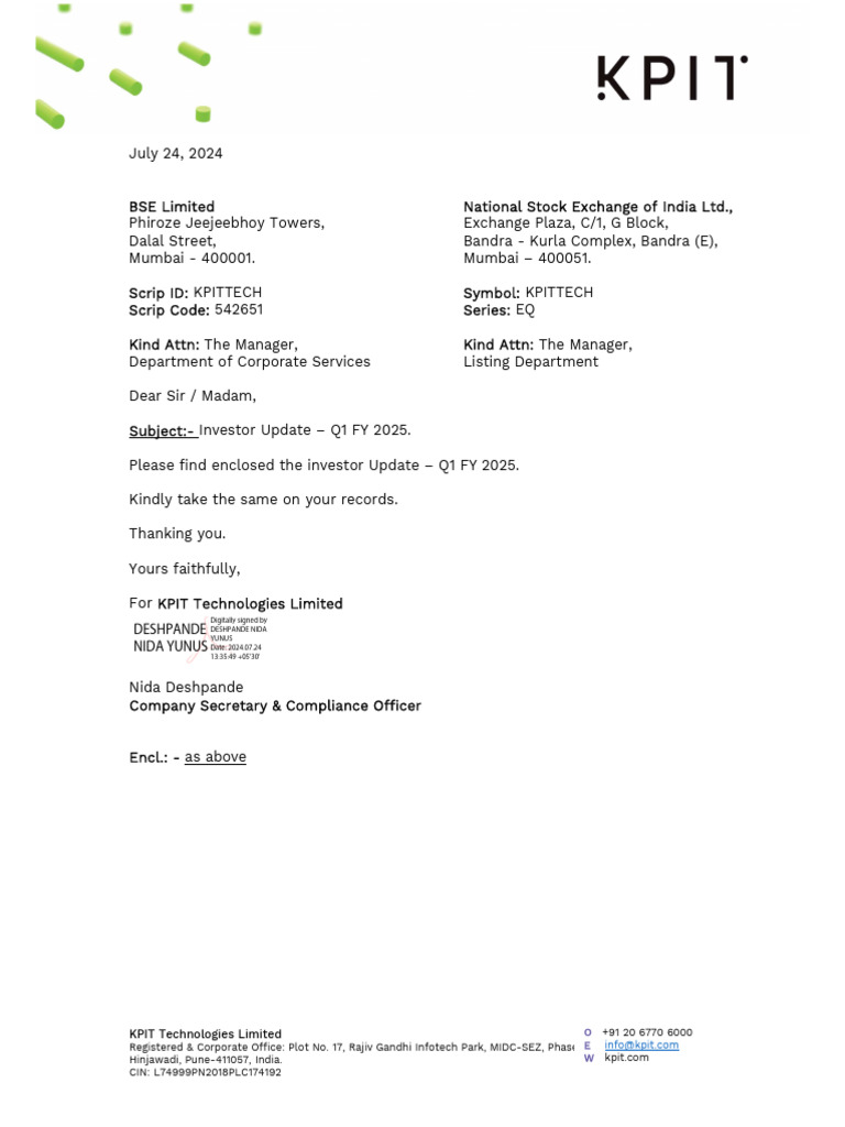 KPIT Q12025 Investor Presentation | PDF | Equity (Finance) | Balance Sheet