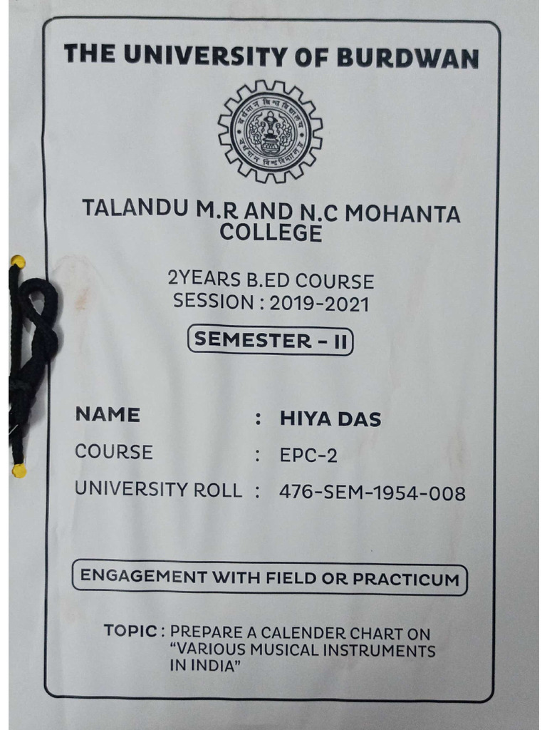 Course EPC 2beng, Topic Prepare A Calendar Chart On Various Musical | PDF