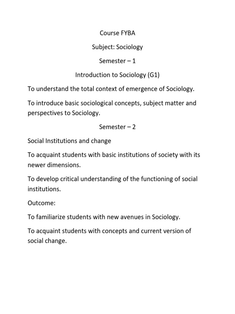 Comprehensive Sociology Course Overview | PDF