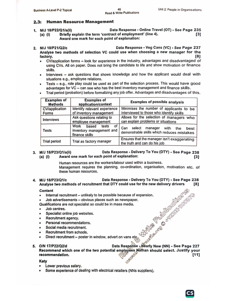 Human resource management P2 Topical past papers | PDF