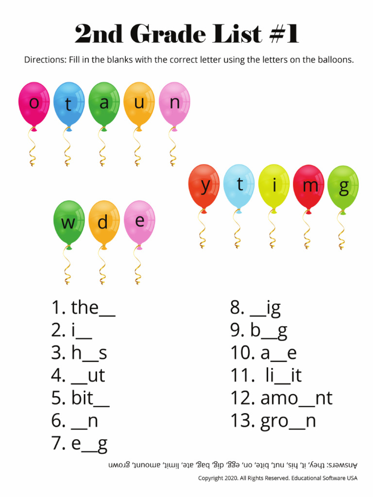 2nd Grade Worksheet 1 | PDF