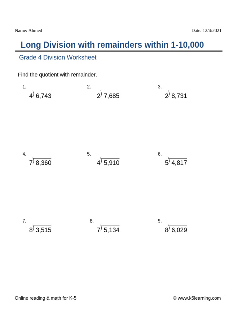 Long Division | PDF