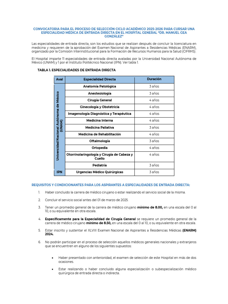 Convocactoria Especialidades Entrada Directa Ciclo 2025-2026 Final Med Rehabilitaci N 1 | PDF ...