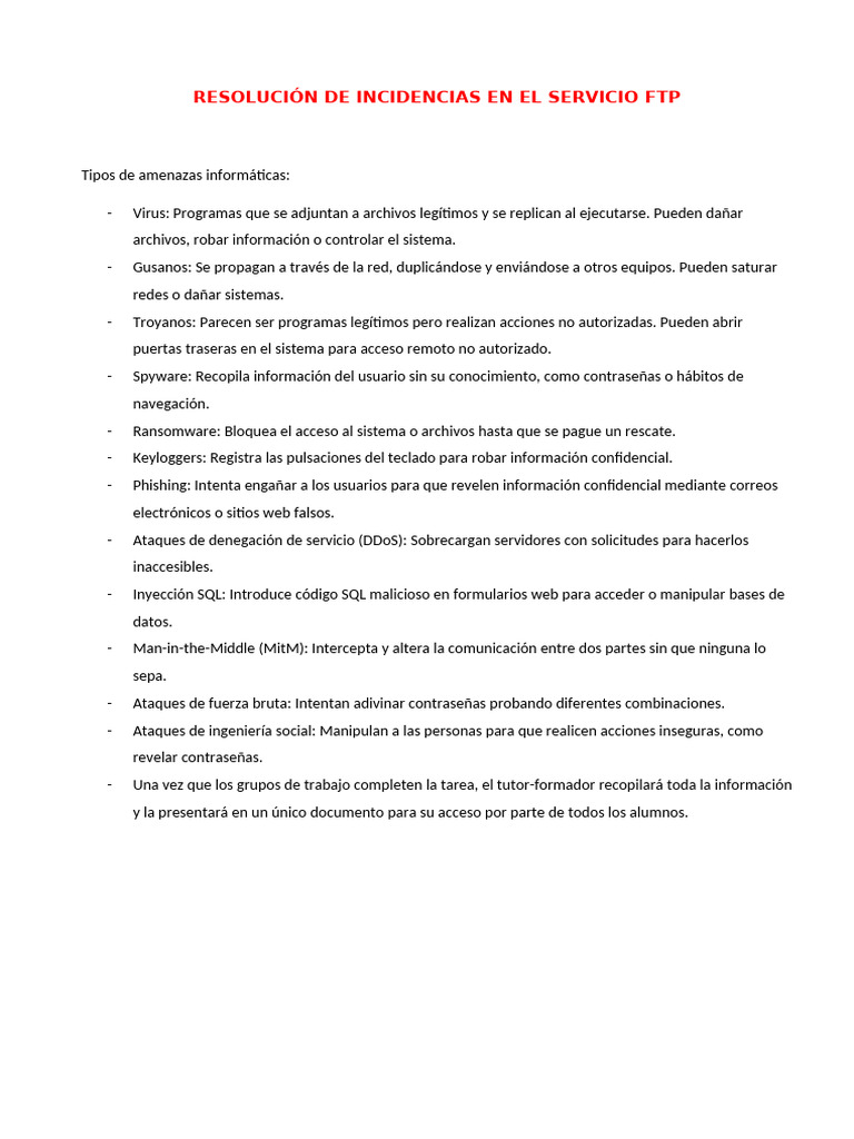 Resolución de Incidencias en El Servicio FTP | PDF