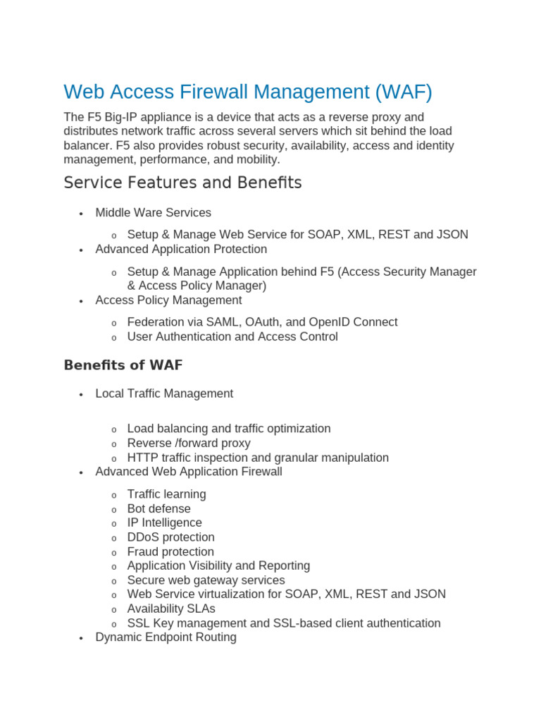 Web Access Firewall Management | PDF | Web Service | Proxy Server