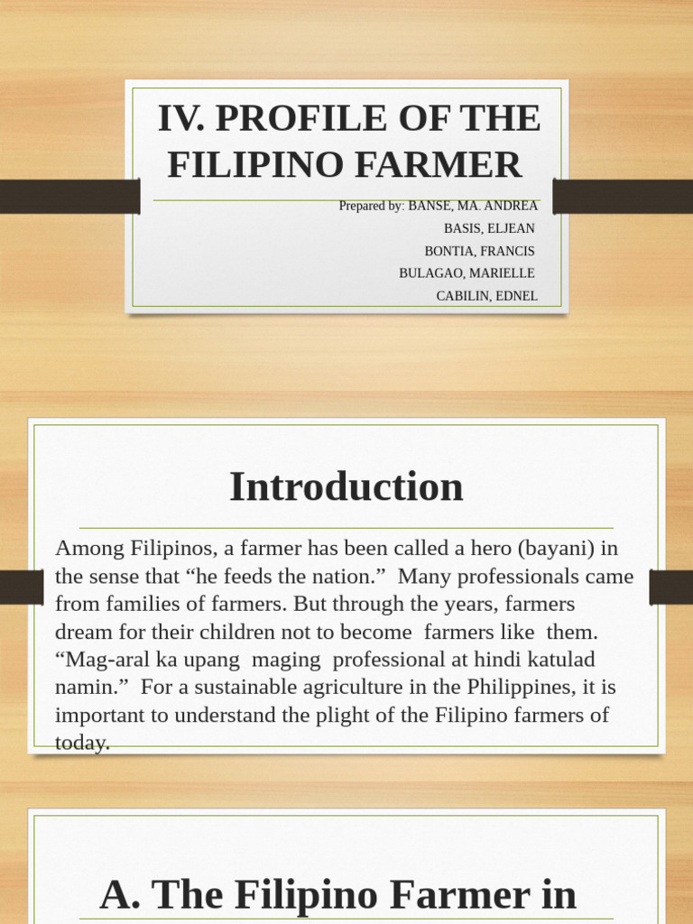 Profile of the Filipino Farmer (Group 2) | PDF | Agriculture | Farmer