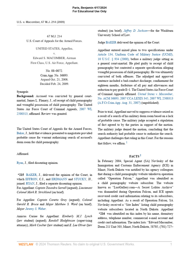 US v Macomber | PDF | Probable Cause | Illinois V. Gates